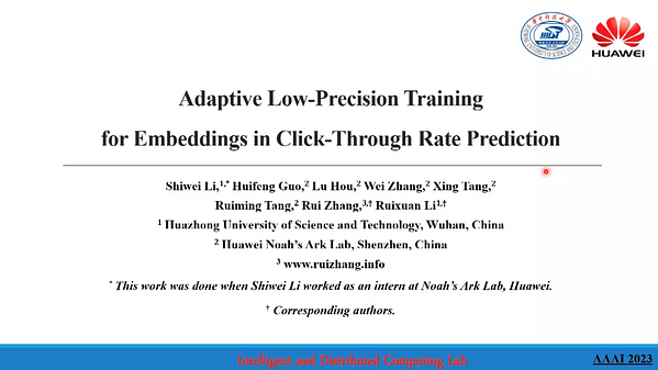 Underline | Adaptive Low-Precision Training for Embeddings in Click ...