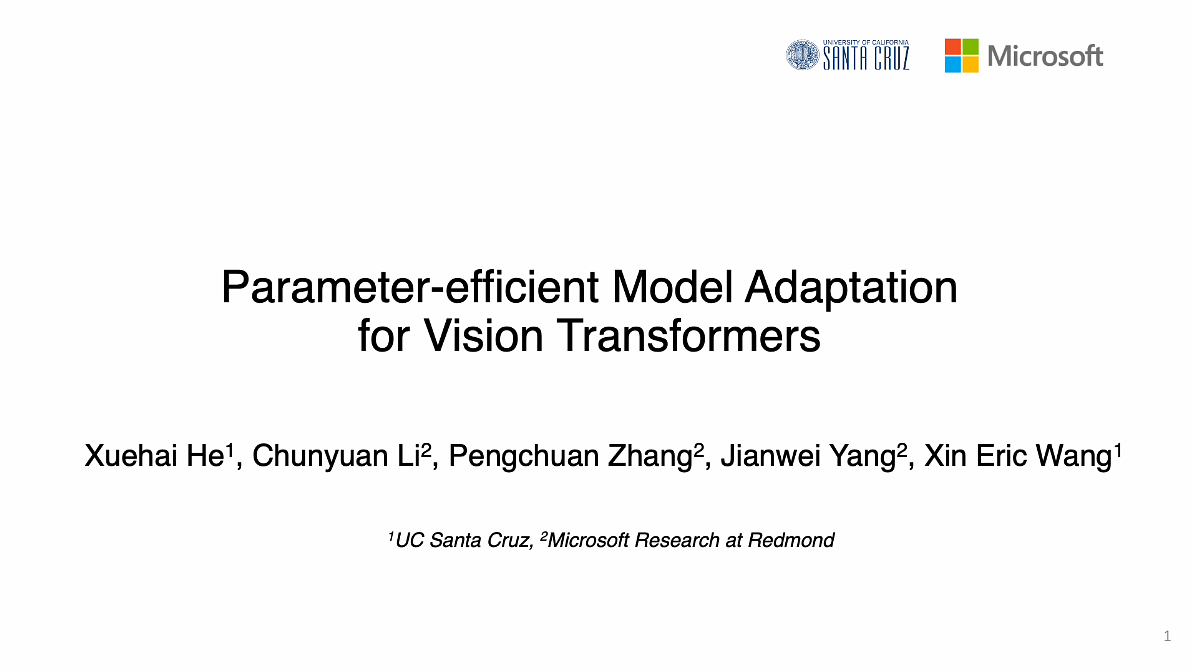 Underline | Parameter-efficient Model Adaptation for Vision Transformers Underline | Parameter-efficient Model Adaptation for Vision Transformers