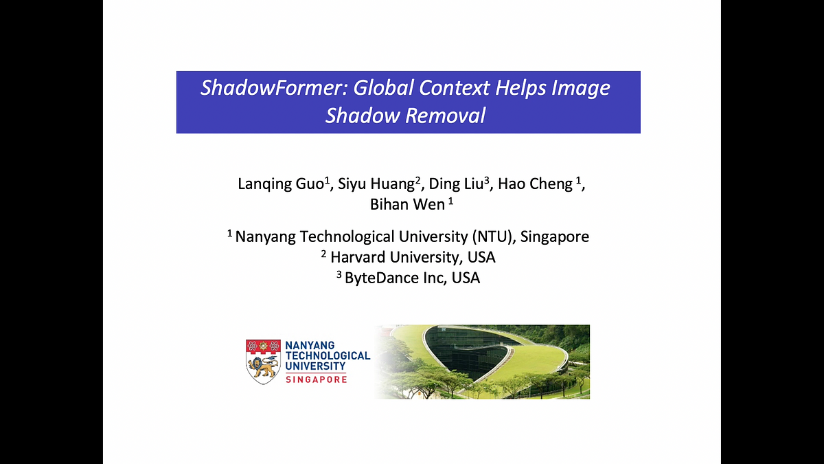 Underline | ShadowFormer: Global Context Helps Shadow Removal