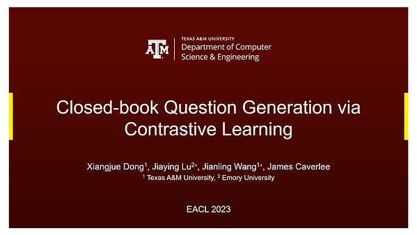 Underline | Closed-book Question Generation via Contrastive Learning