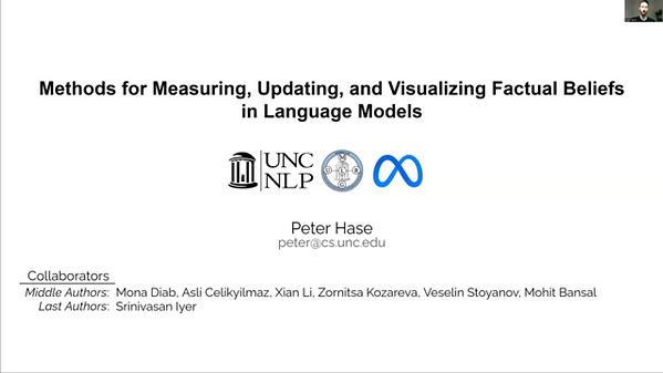 Methods for Measuring, Updating, and Visualizing Factual Beliefs in Language Models | Underline