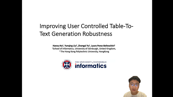 Improving User Controlled Table-To-Text Generation Robustness | Underline