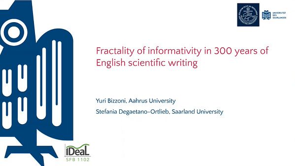 Fractality of informativity in 300 years of English scientific writing ...