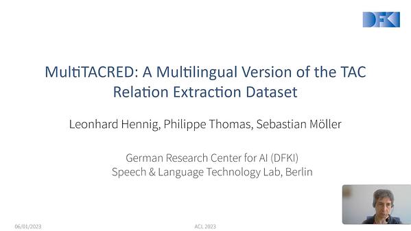 Underline Multitacred A Multilingual Version Of The Tac Relation Extraction Dataset