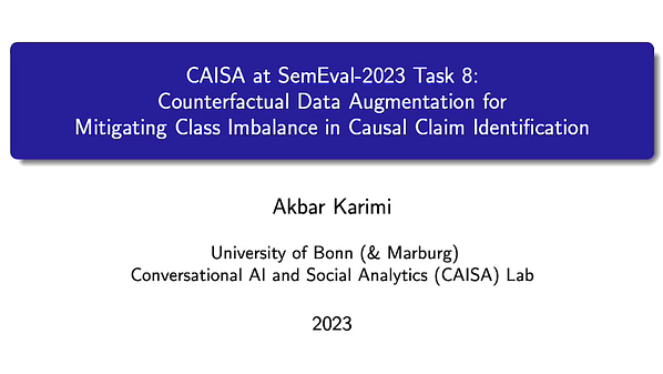Underline | CAISA at SemEval-2023 Task 8: Counterfactual Data ... Underline | CAISA at SemEval-2023 Task 8: Counterfactual Data ...