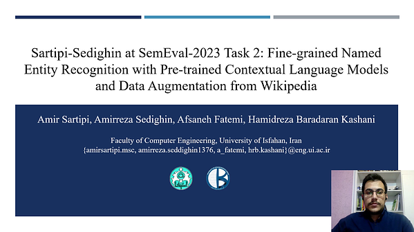Sartipi-Sedighin at SemEval-2023 Task 2: Fine-grained Named Entity Recognition with Pre-trained ...