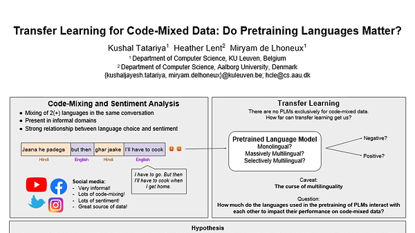 Underline | Transfer Learning for Code-Mixed Data: Do Pretraining Languages Matter?
