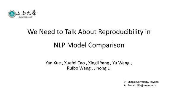 Underline | We Need to Talk About Reproducibility in NLP Model Comparison | VIDEO