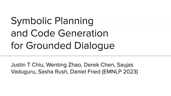 Underline | Symbolic Planning and Code Generation for Grounded Dialogue Underline | Symbolic Planning and Code Generation for Grounded Dialogue