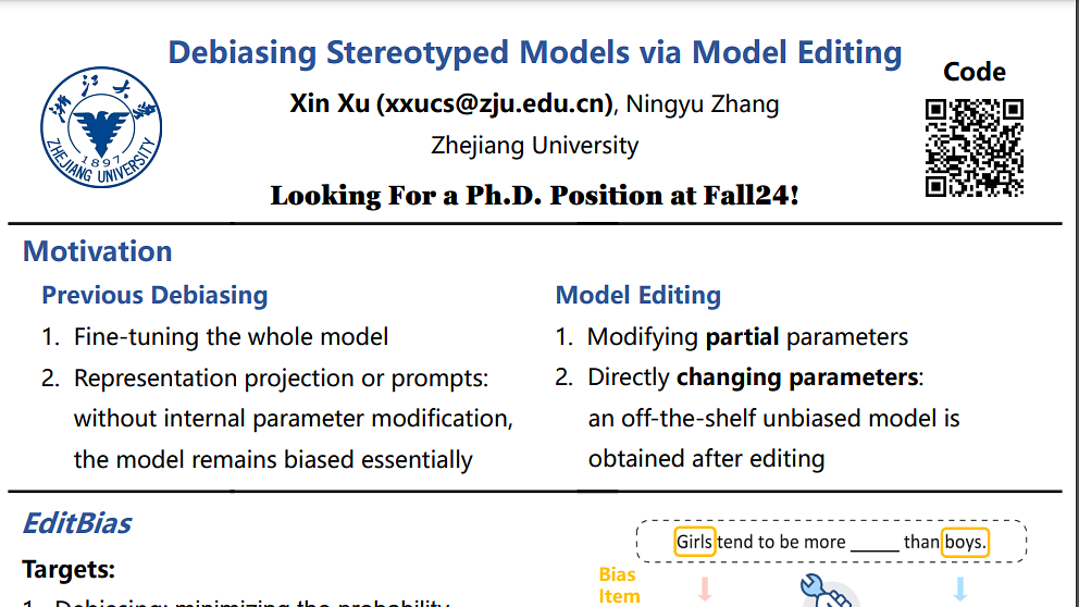 Underline | Debiasing Stereotyped Models via Model Editing