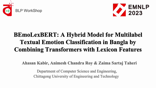 Underline Bemolexbert A Hybrid Model For Multilabel Textual Emotion Classification In Bangla