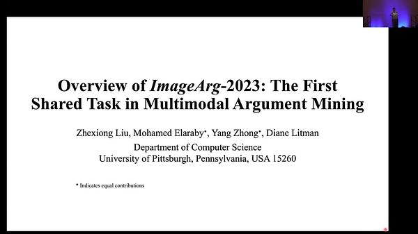 Overview of ImageArg-2023: The First Shared Task in Multimodal Argument Mining | VIDEO | Underline