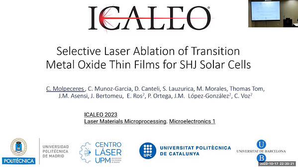 Selective Laser Ablation of Transition Metal Oxide Thin Films for SHJ ...