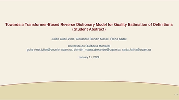 Towards a Transformer-Based Reverse Dictionary Model for Quality Estimation of Definitions ...