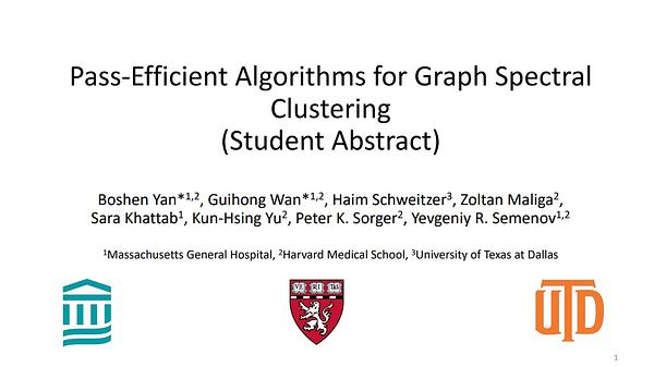 Pass-Efficient Algorithms for Graph Spectral Clustering (Student Abstract) | Underline