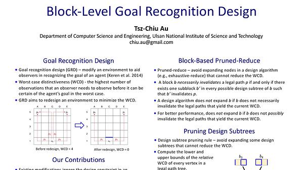 Block-Level Goal Recognition Design | Underline