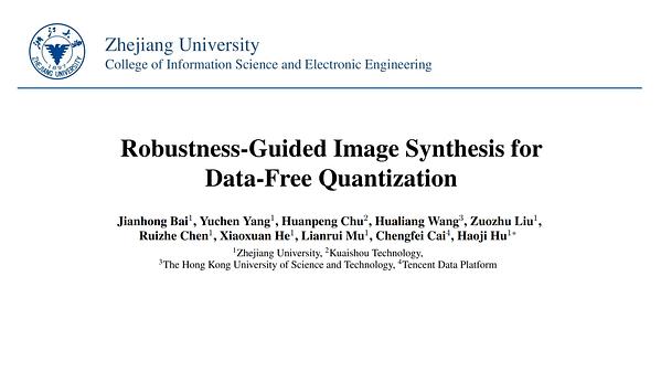 Underline | Robustness-Guided Image Synthesis for Data-Free Quantization