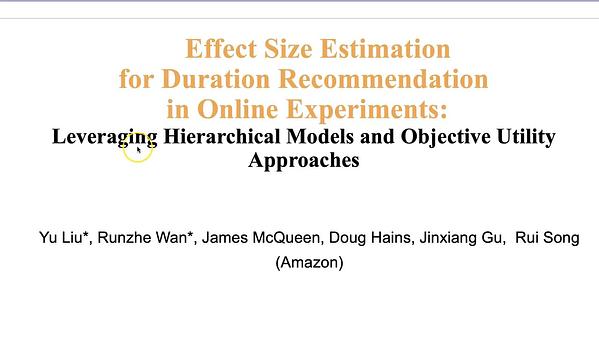 Effect Size Estimation For Duration Recommendation In Online Experiments Leveraging
