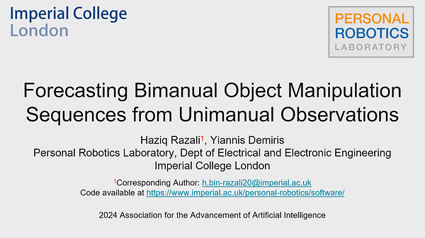 Forecasting Bimanual Object Manipulation Sequences from Unimanual ...