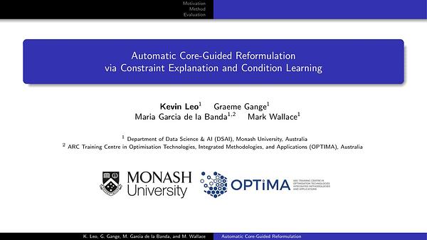 Automatic Core-Guided Reformulation via Constraint Explanation and Condition Learning | Underline
