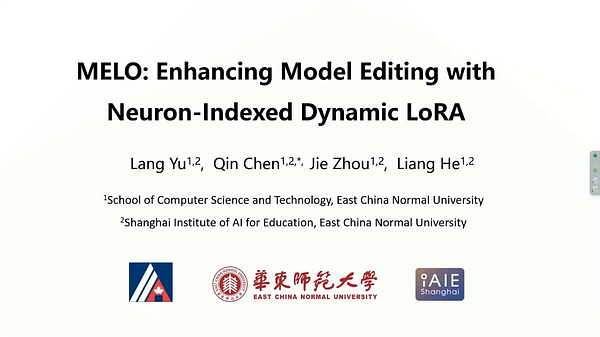 MELO: Enhancing Model Editing with Neuron-Indexed Dynamic LoRA | Underline