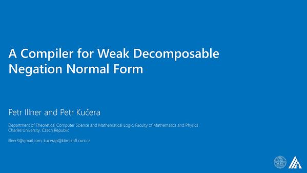 A Compiler for Weak Decomposable Negation Normal Form | Underline