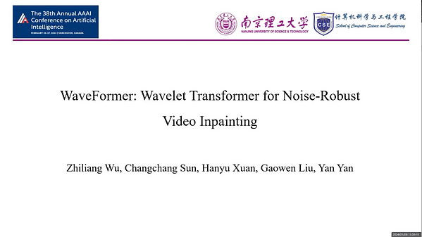 WaveFormer: Wavelet Transformer for Noise-Robust Video Inpainting | Underline