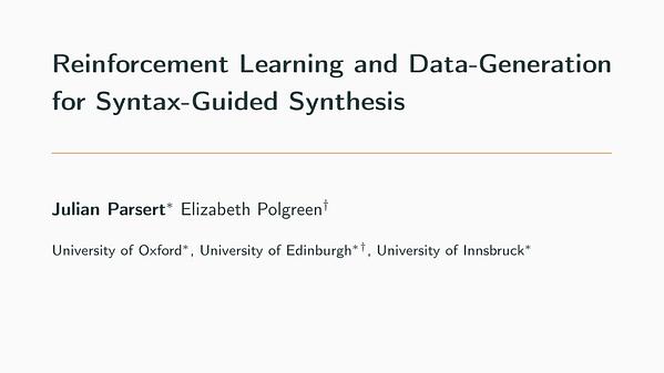 Underline | Reinforcement Learning and Data-Generation for Syntax-Guided Synthesis