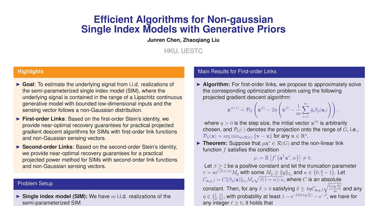Underline Efficient Algorithms For Non Gaussian Single Index Models