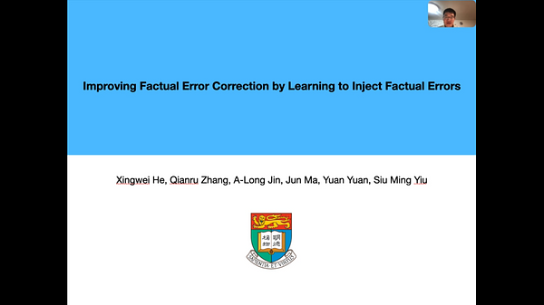 Underline | Improving Factual Error Correction by Learning to Inject Factual Errors | VIDEO