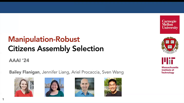 Manipulation-Robust Selection of Citizens’ Assemblies | VIDEO | Underline