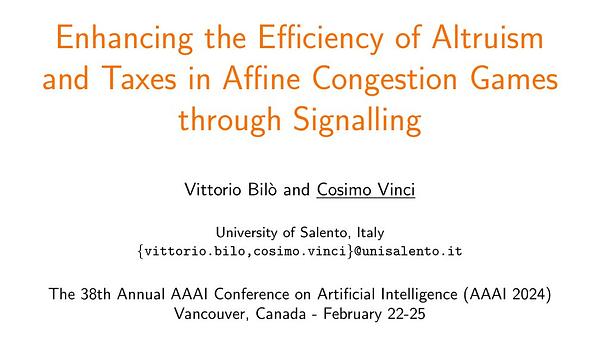 Enhancing the Efficiency of Altruism and Taxes in Affine Congestion ...
