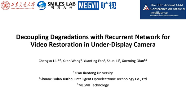 Decoupling Degradations with Recurrent Network for Video Restoration in Under-Display Camera ...