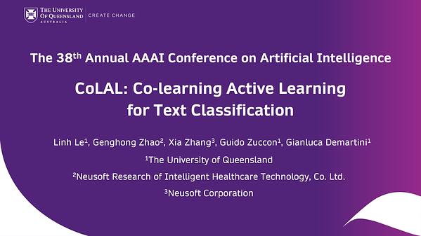 CoLAL: Co-learning Active Learning for Text Classification | Underline