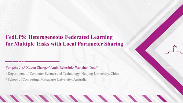 FedLPS: Heterogeneous Federated Learning for Multiple Tasks with Local Parameter Sharing | Underline