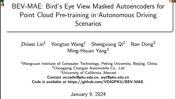 Underline | BEV-MAE: Bird’s Eye View Masked Autoencoders for Point Cloud Pre-training in ...