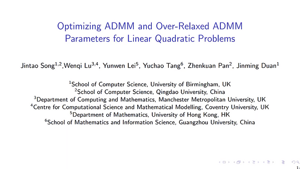 Underline | Optimizing ADMM and Over-Relaxed ADMM Parameters for Linear ... Underline | Optimizing ADMM and Over-Relaxed ADMM Parameters for Linear ...