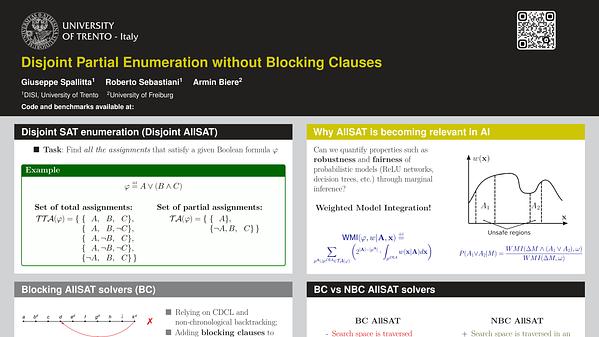 Disjoint Partial Enumeration without Blocking Clauses | Underline
