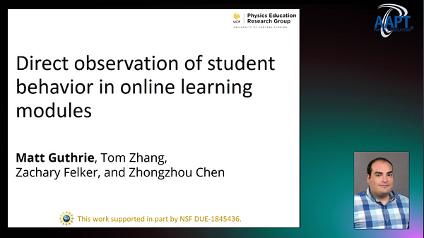 Direct observation of student behavior in online learning modules ...