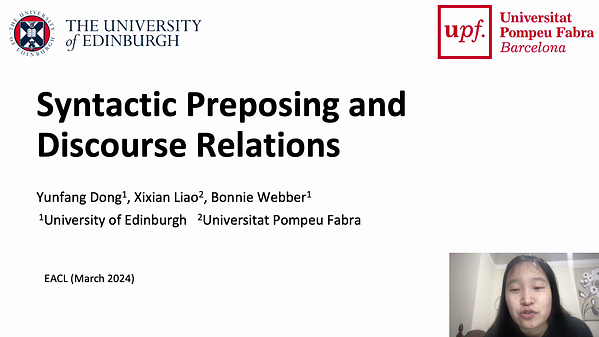 Underline | Syntactic Preposing and Discourse Relations