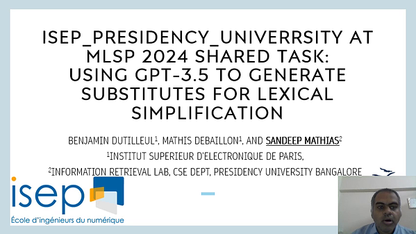ISEP_Presidency_University at MLSP 2024 Shared Task: Using GPT-3.5 to ...