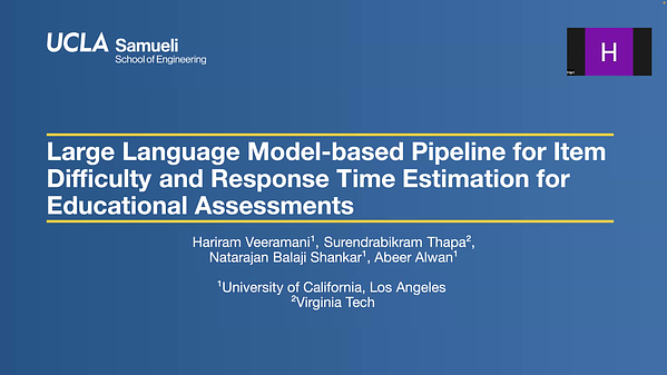 Large Language Model-based Pipeline for Item Difficulty and Response Time Estimation for ...