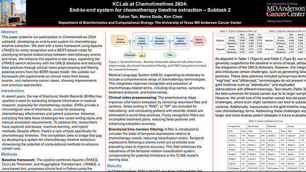 Underline Kclab At Chemotimelines 2024 End To End System For Chemotherapy Timeline Extraction