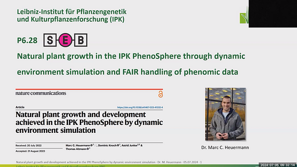 Natural plant growth in the IPK PhenoSphere through dynamic environment ...